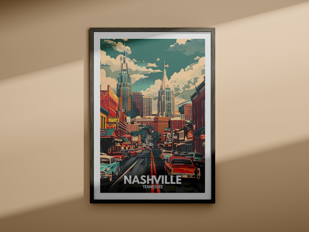 Nashville Print - Nashville Travel Poster / Tennessee Wall Art Print ...