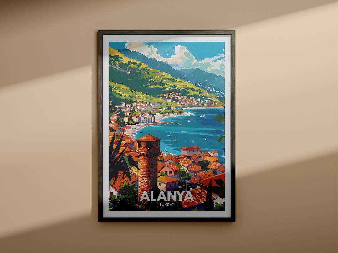 Alanya Print - Alanya Travel Poster / Turkey Travel Wall Art Print ...