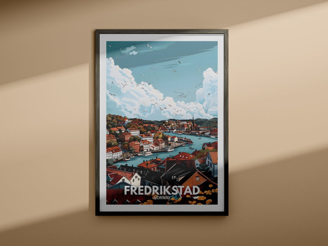 Fredrikstad Print - Fredrikstad Travel Poster / Norway Wall Art Print / Norway Home Decor ...