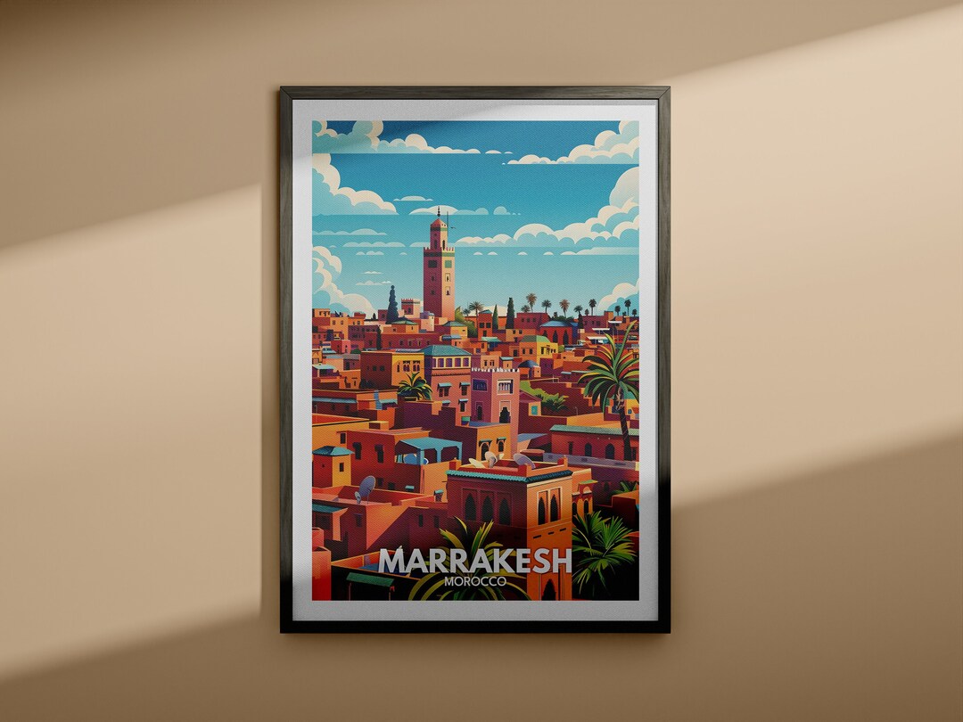 Marrakesh Art Print - Marrakesh Travel Poster / Morocco Wall Art Print ...