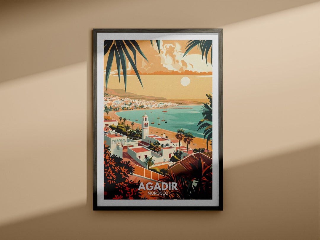 Agadir Print - Agadir Travel Poster / Morocco Wall Art Print / Morocco ...