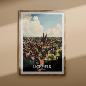 Lichfield Print - Lichfield Travel Poster / England Wall Art Print ...