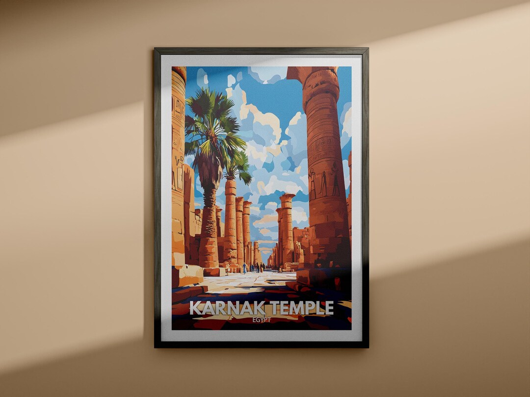 Karnak Temple Print - Karnak Temple Travel Poster / Egypt Wall Art ...