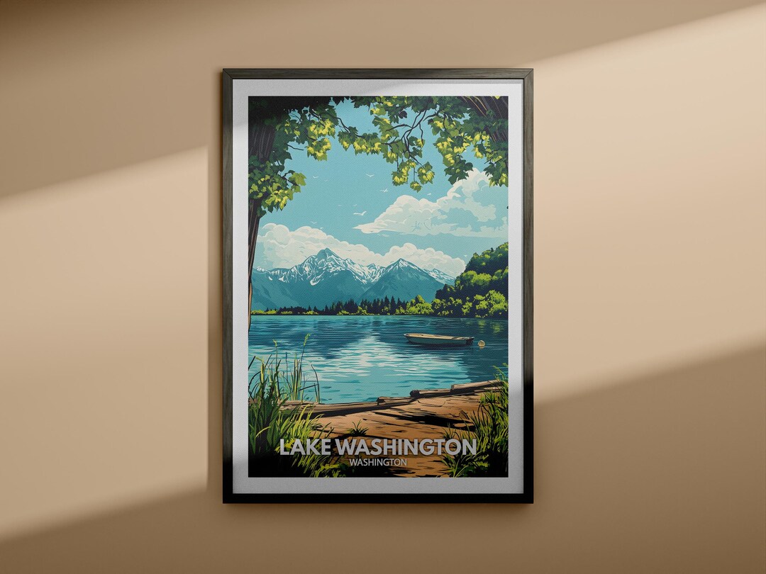 Washington Print - Lake Washington Poster / Washington Lake Art ...