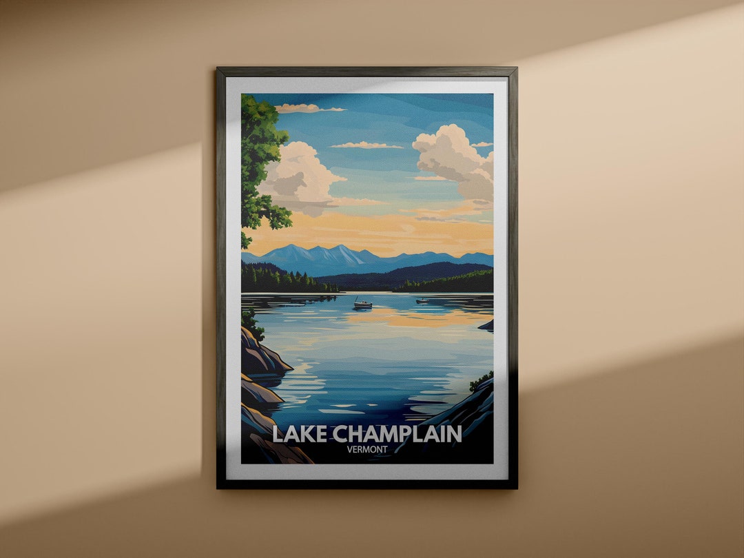 Champlain Print - Lake Champlain Poster / Vermont Lake Art / Vermont ...