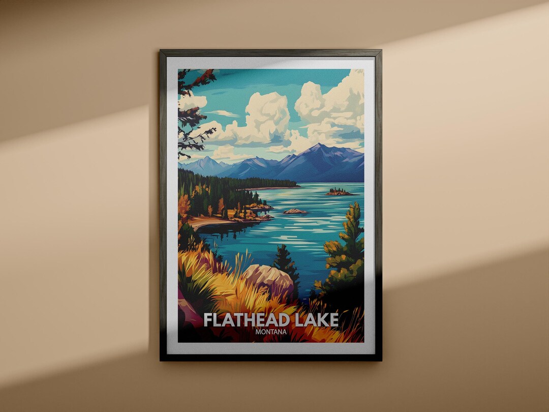 Flathead Lake Print - Flathead Lake Poster / Montana Lake Art / Montana ...