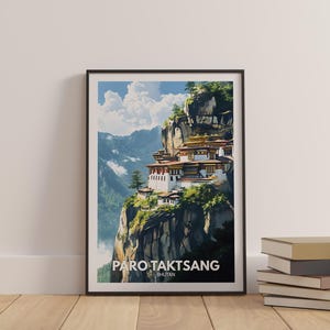 Paro Taktsang Print - Paro Taktsang Travel Poster / Bhutan Wall Art ...