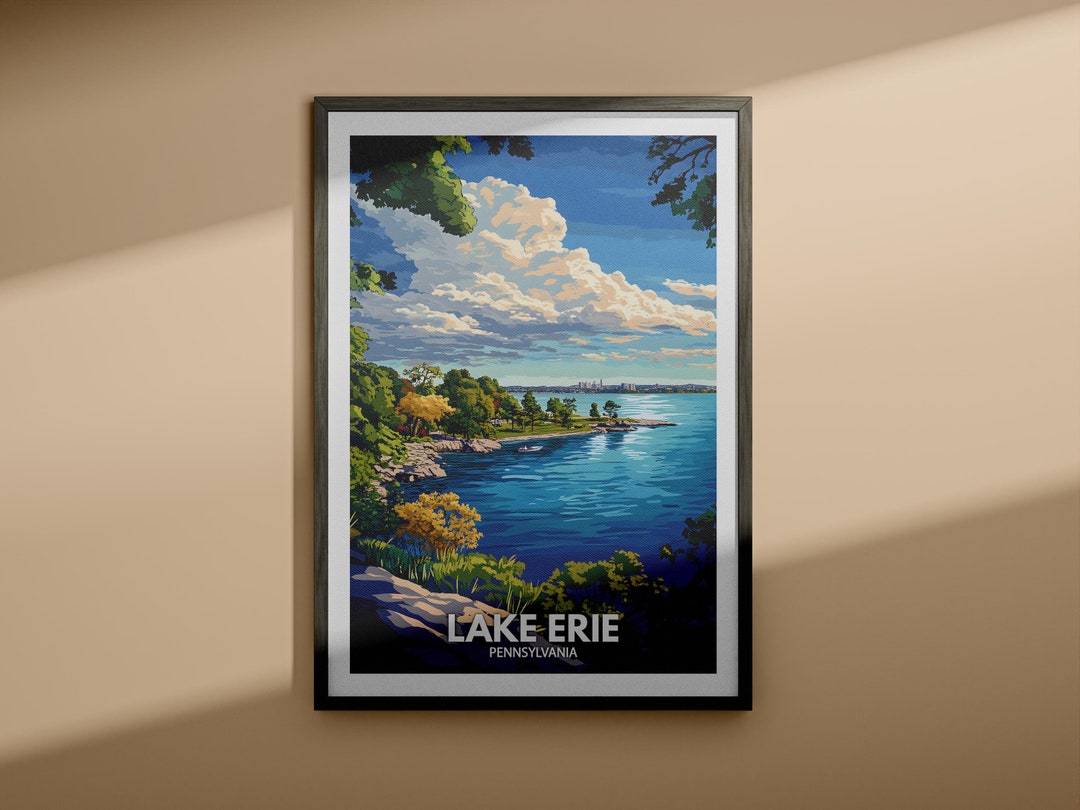 Erie Print - Lake Erie Poster / Pennsylvania Lake Art / Pennsylvania ...