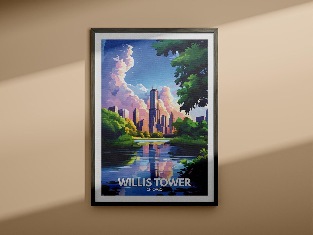 Willis Tower Print - Willis Tower Travel Poster / Chicago Wall Art ...