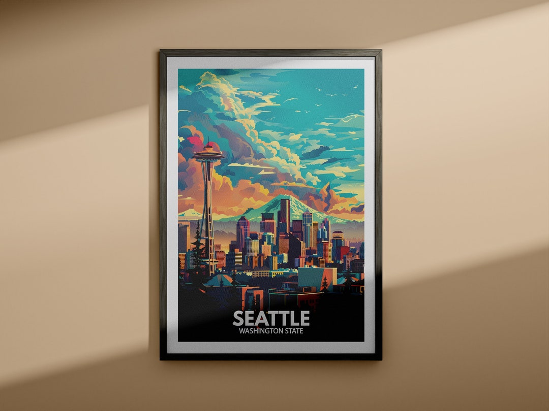Seattle Print - Seattle Poster / Washington State Wall Art Print ...