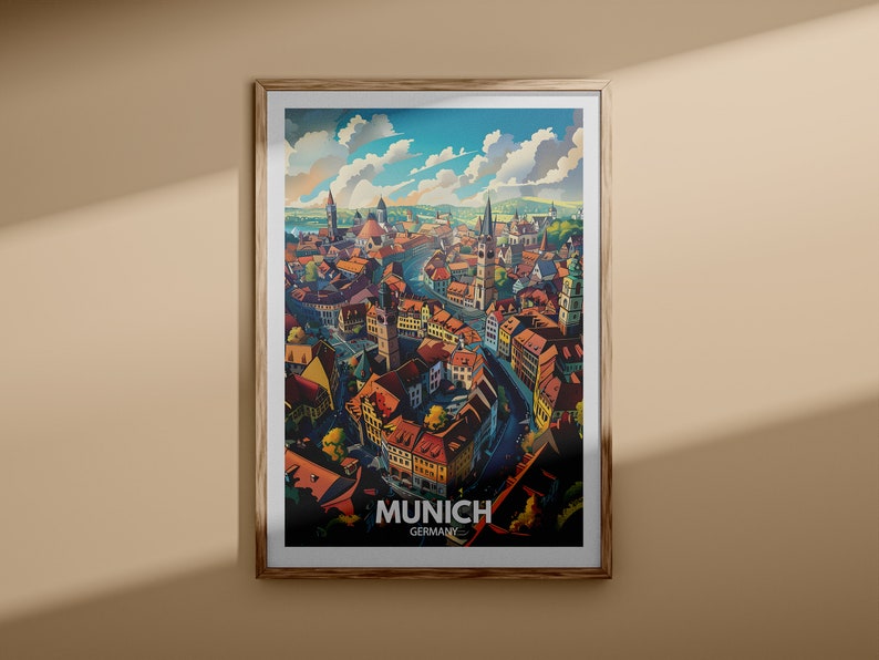 Munich Art Print - Munich Travel Poster / Germany Wall Art Print ...