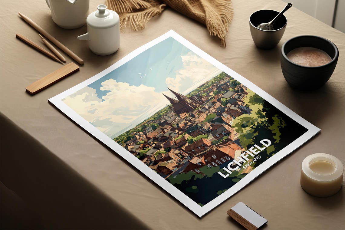 Lichfield Print - Lichfield Travel Poster / England Wall Art Print ...