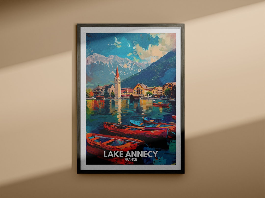 Annecy Art Print - Lake Annecy Poster / France Lake Art / France Travel ...