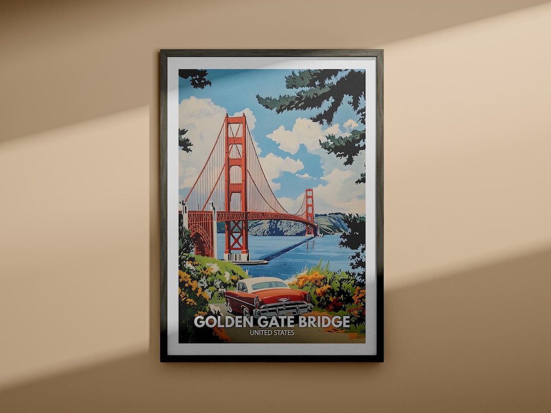 Golden Gate Bridge Print - Golden Gate Bridge Travel Poster / United ...