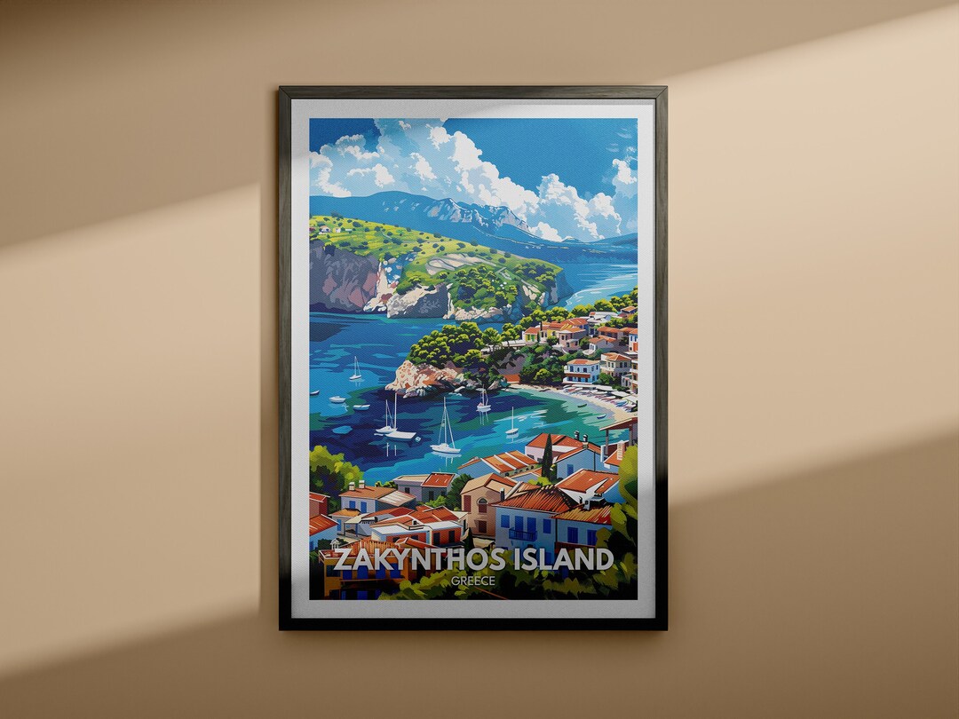 Zakynthos Island Print - Zakynthos Island Travel Poster / Greece Wall ...