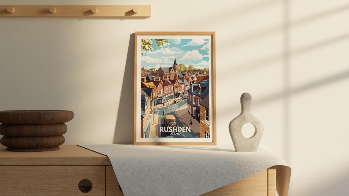 Rushden Print - Rushden Travel Poster / England Wall Art Print ...