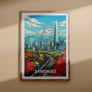 Santiago Print - Santiago Travel Poster / Chile Wall Art Print / Chile ...