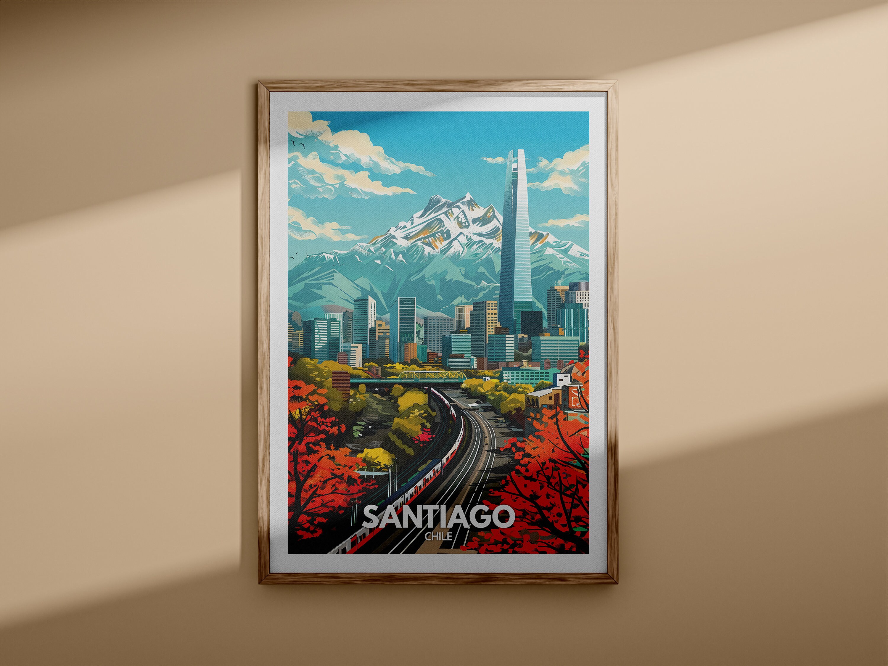 Santiago Print - Santiago Travel Poster / Chile Wall Art Print / Chile ...