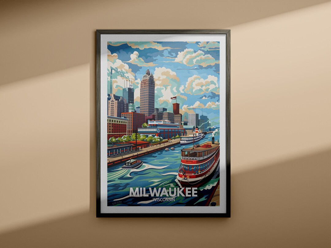 Milwaukee Print - Milwaukee Travel Poster / Wisconsin Wall Art Print ...