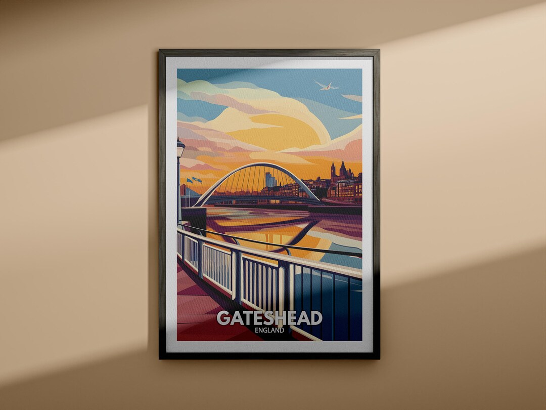 Gateshead Print - Gateshead Travel Poster / England Wall Art Print ...