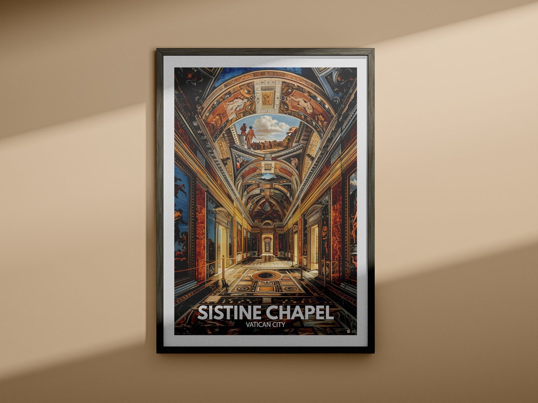 Sistine Chapel Print - Sistine Chapel Travel Poster / Vatican City Wall ...