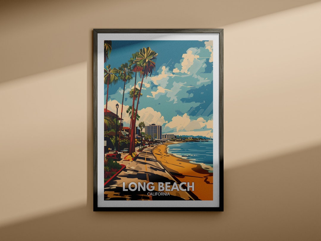 Long Beach Print - Long Beach Travel Poster / California Wall Art Print ...