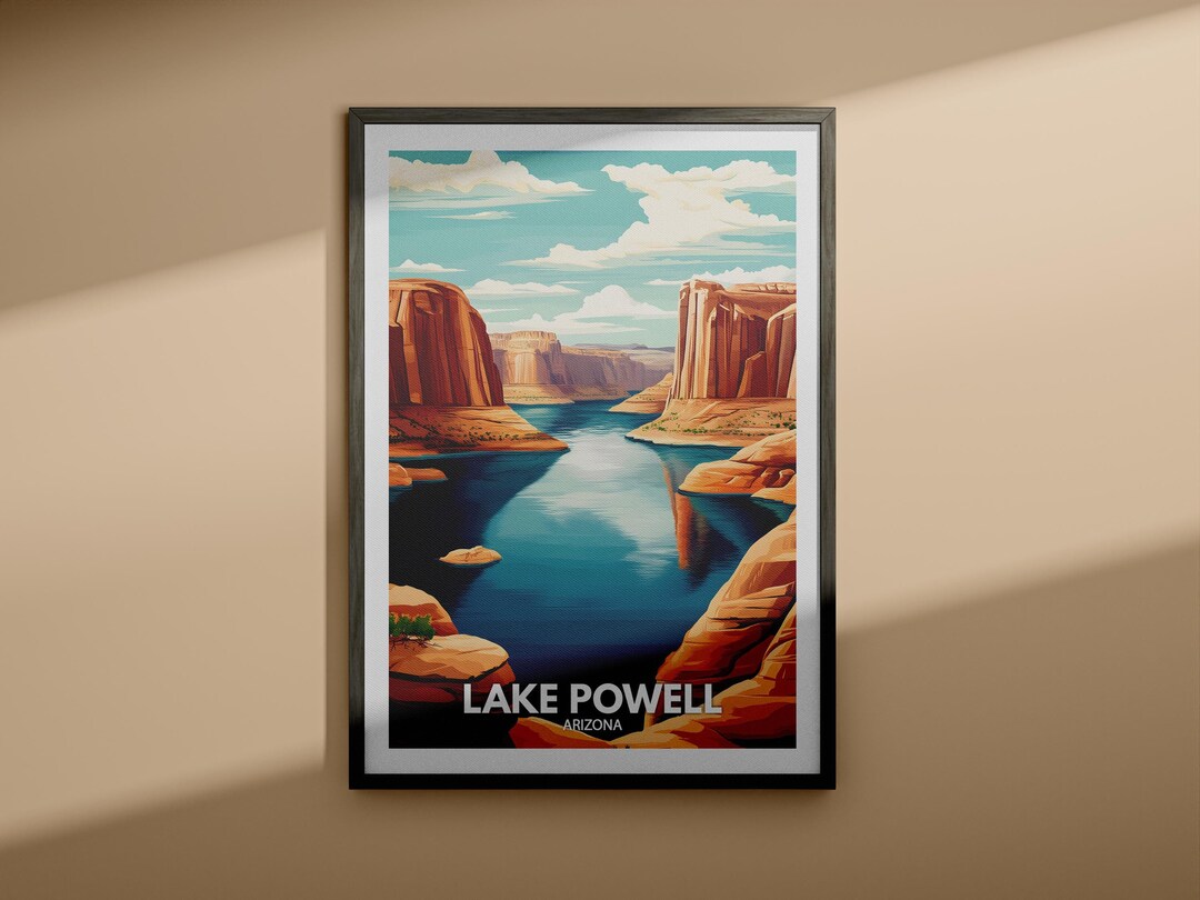 Powell Print - Lake Powell Poster / Arizona Lake Art / Arizona Travel ...