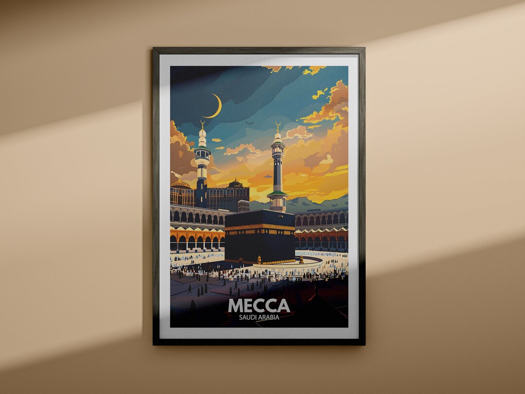 Mecca Print - Mecca Travel Poster / Saudi Arabia Wall Art Print / Saudi ...