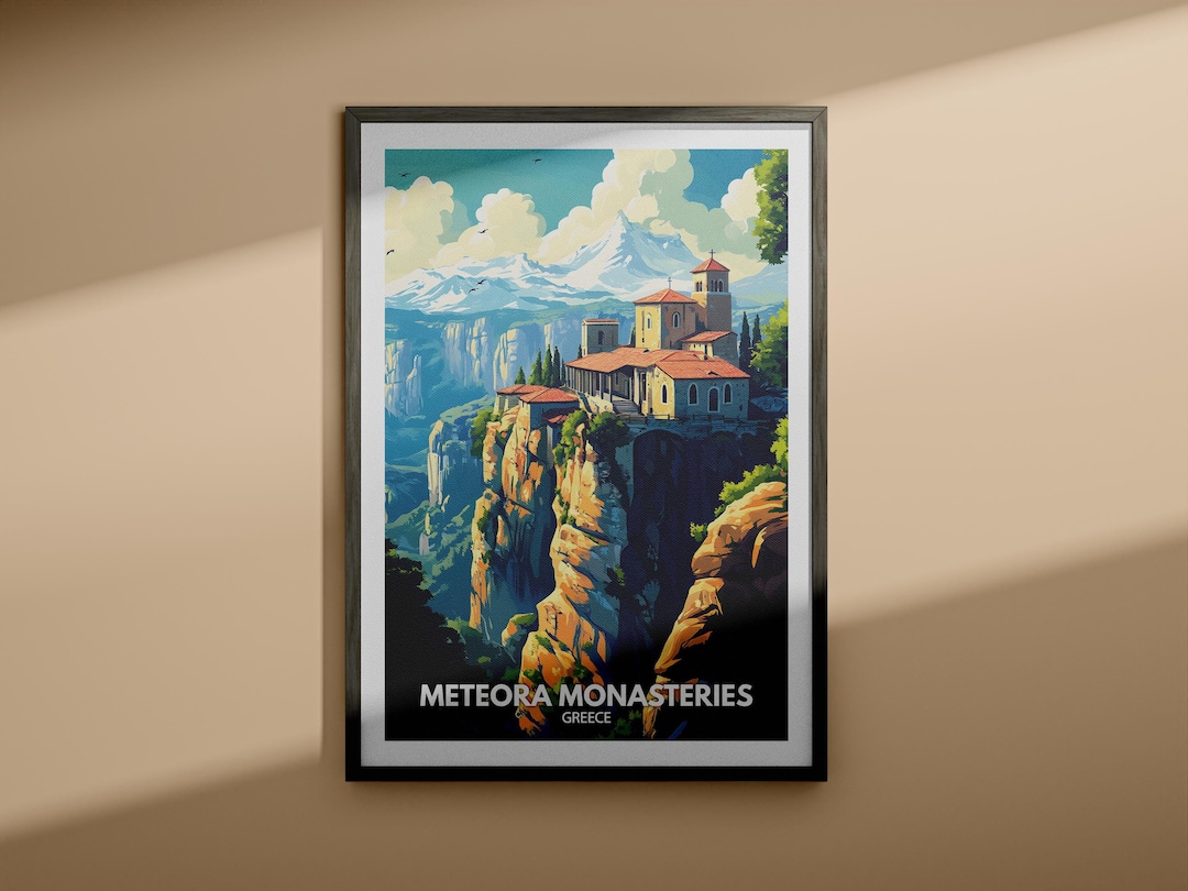 Meteora Monasteries Print - Meteora Monasteries Travel Poster / Greece ...