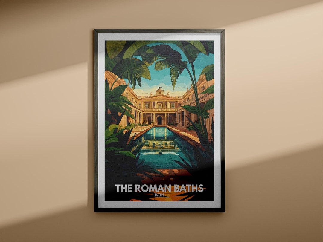 The Roman Baths Print - the Roman Baths Travel Poster / Bath Wall Art ...