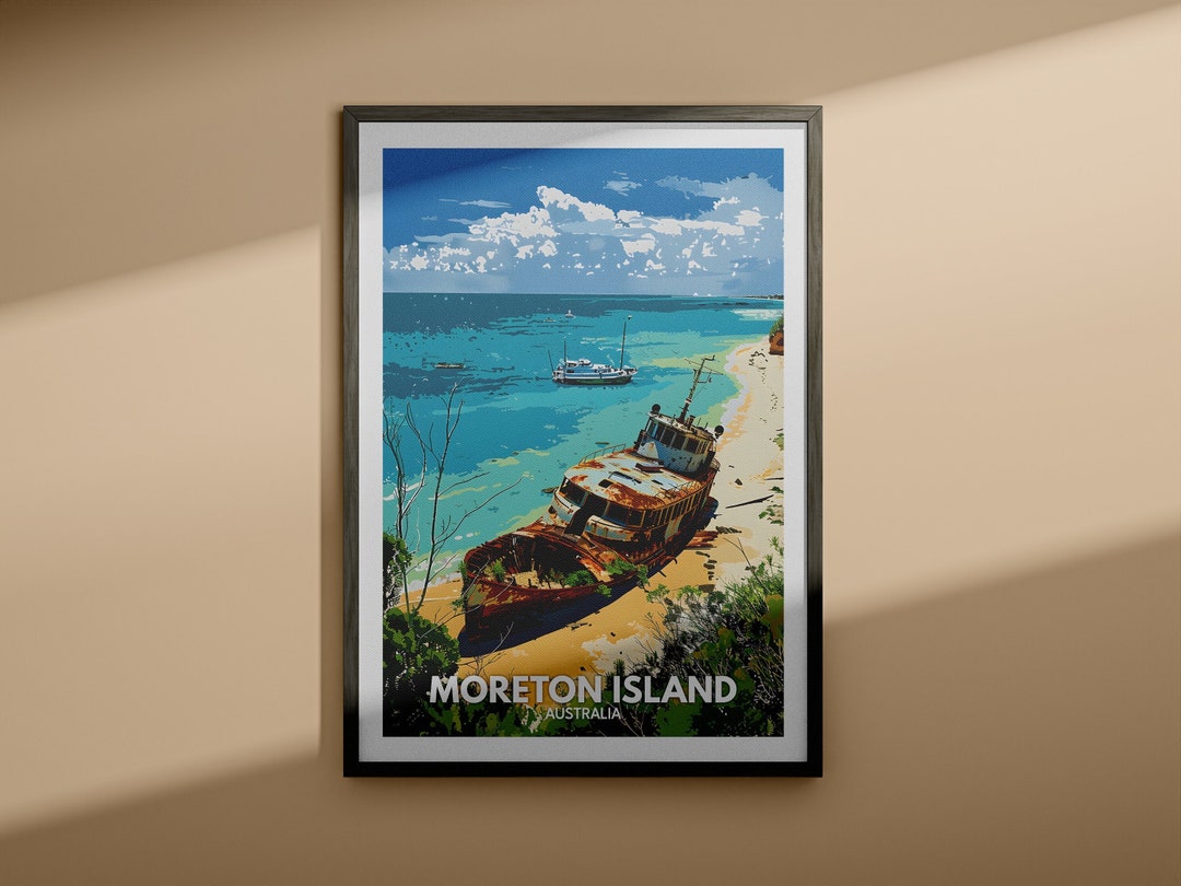 Moreton Print - Moreton Island Poster / Australia Island Art ...
