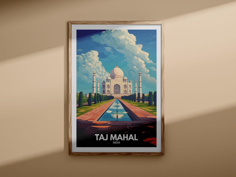 Taj Mahal Print - Taj Mahal Travel Poster / India Wall Art Print ...