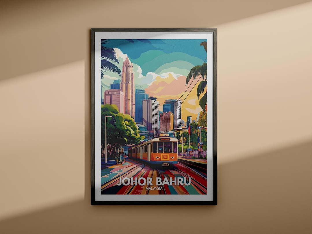 Johor Bahru Print - Johor Bahru Travel Poster / Malaysia Wall Art Print ...