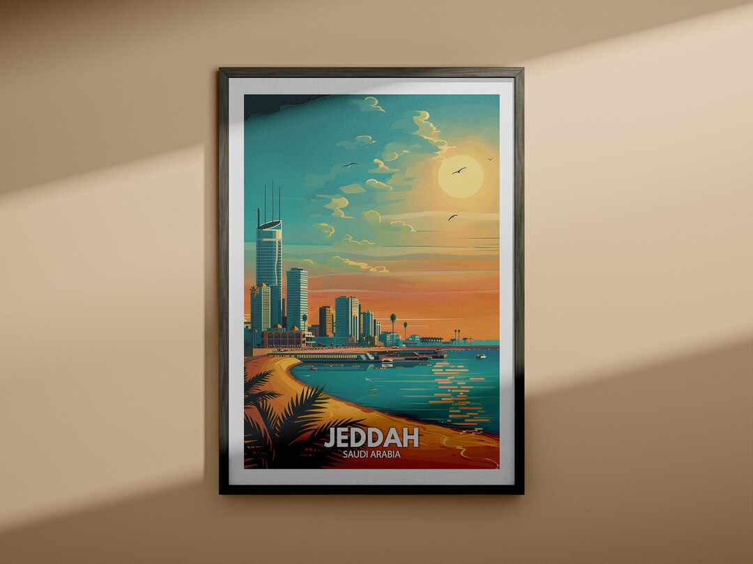 Jeddah Print - Jeddah Travel Poster / Saudi Arabia Wall Art Print ...