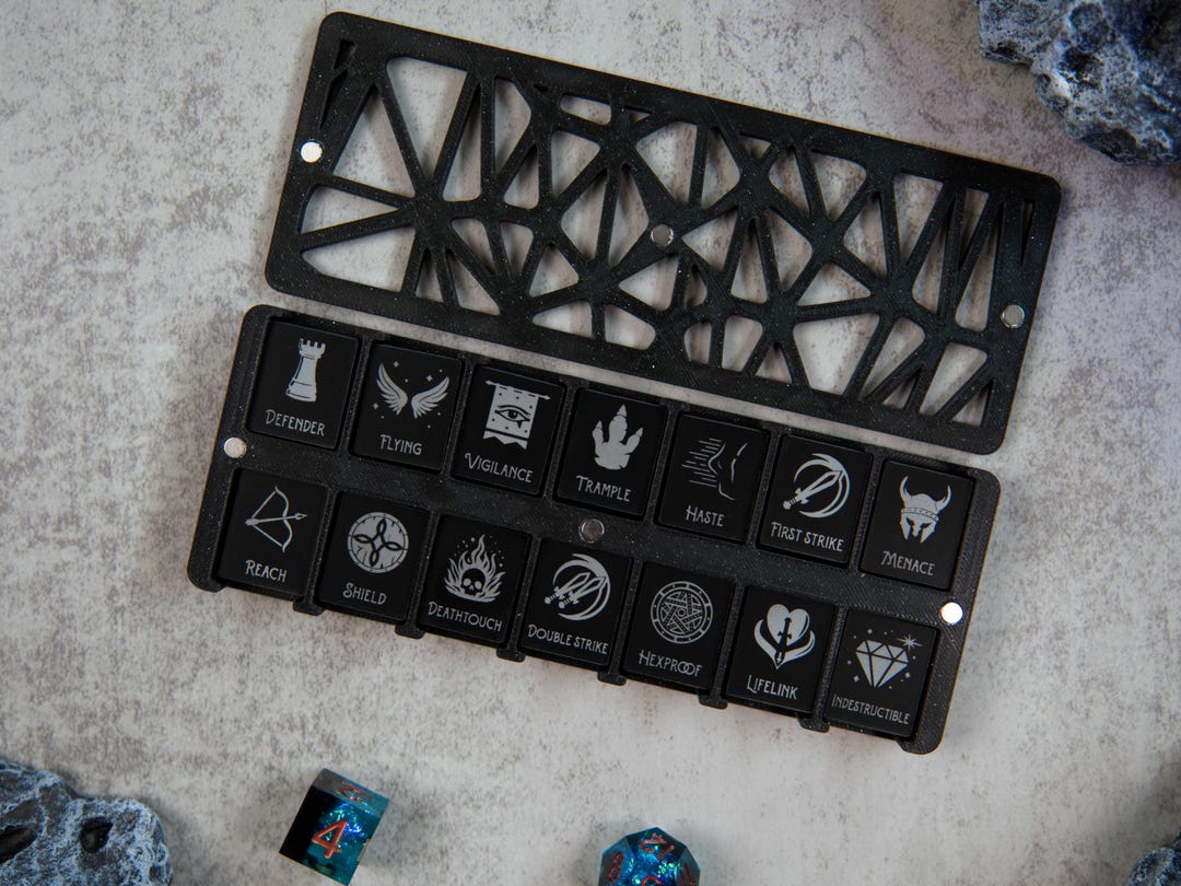 MTG Counters + Storage Set – Matte Black & Silver Ability Counters – Magic the Gathering – EDH ...