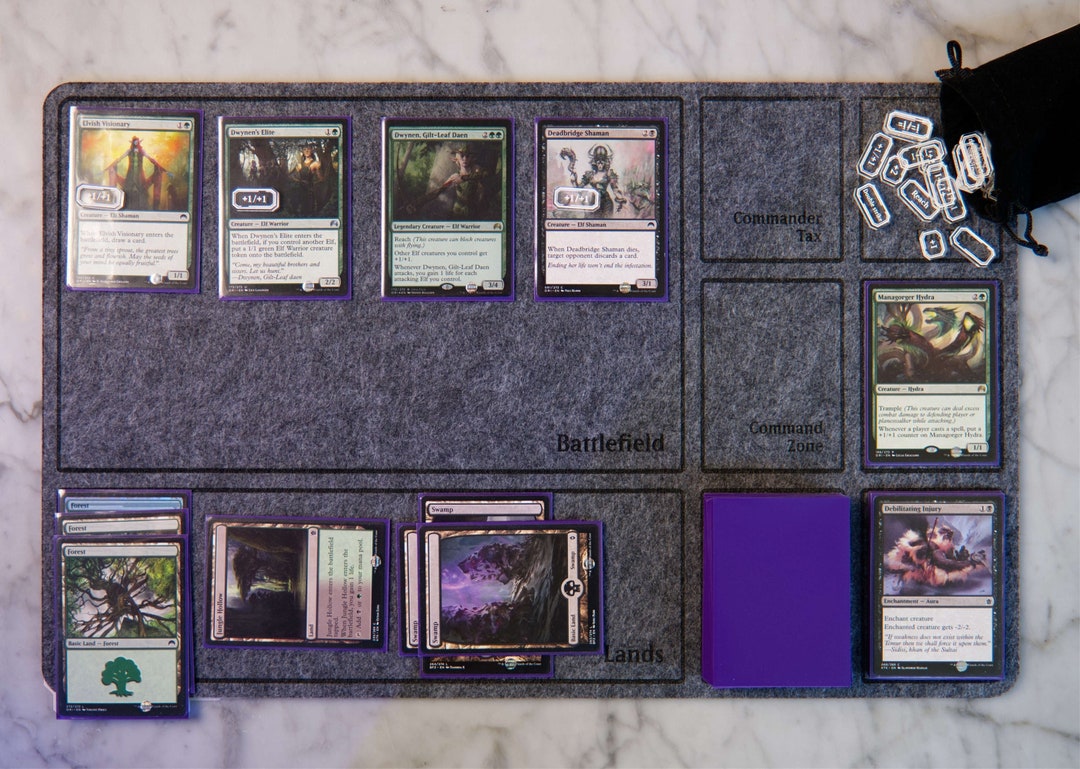 Magic the Gathering Playmat With Zones - Felt - Compact 12"x 19" - Etsy