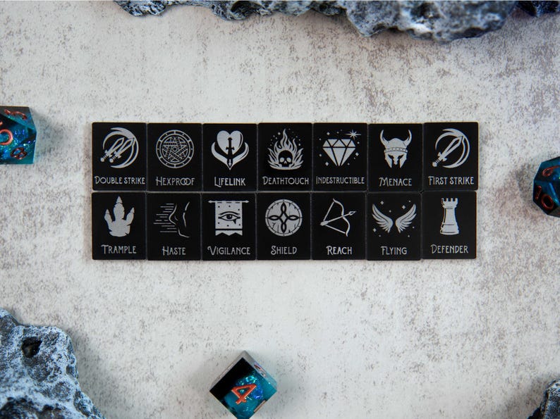 42-MTG Counters Storage Set – Matte Black & Silver Ability Counters – Magic the Gathering – EDH ...