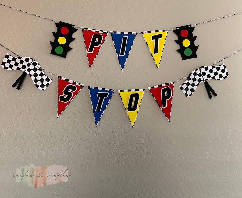 Race Car Pit Stop Banner | Racing Birthday Party Banner | Start Your ...