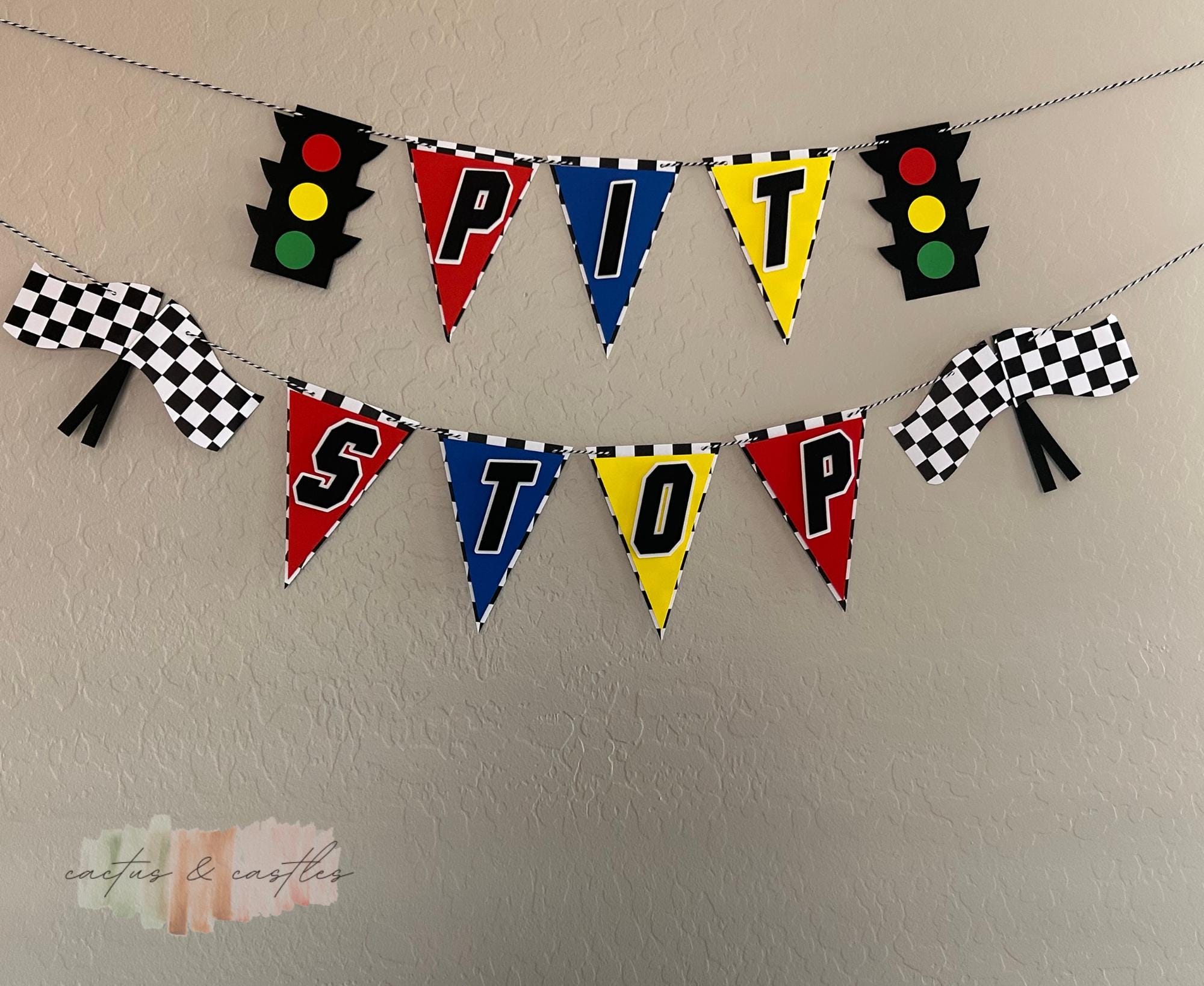 Race Car Pit Stop Banner | Racing Birthday Party Banner | Start Your ...