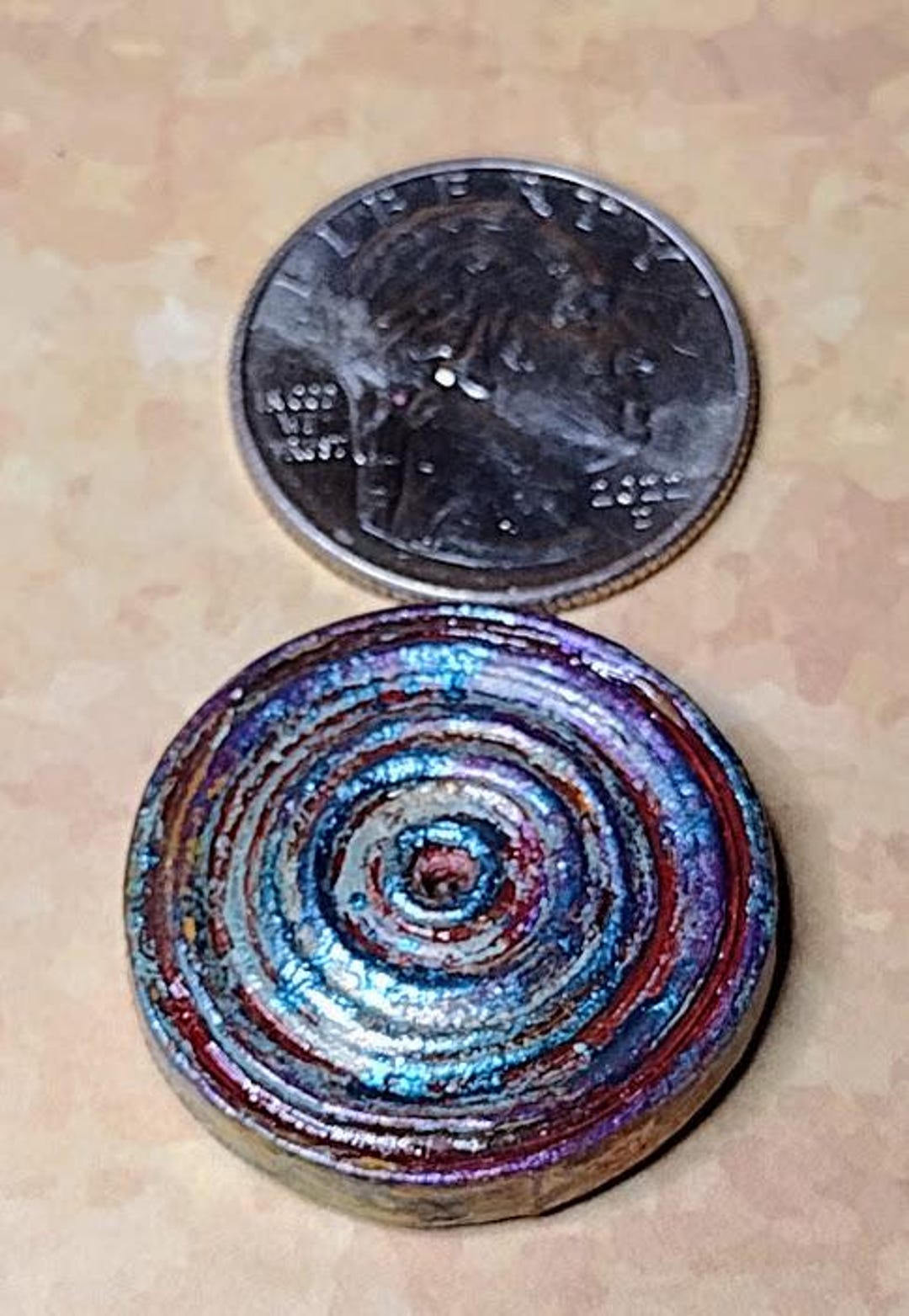 Blue Metallic Beads, Paper Beads, Disk Beads, Flat Beads, Hand Painted ...