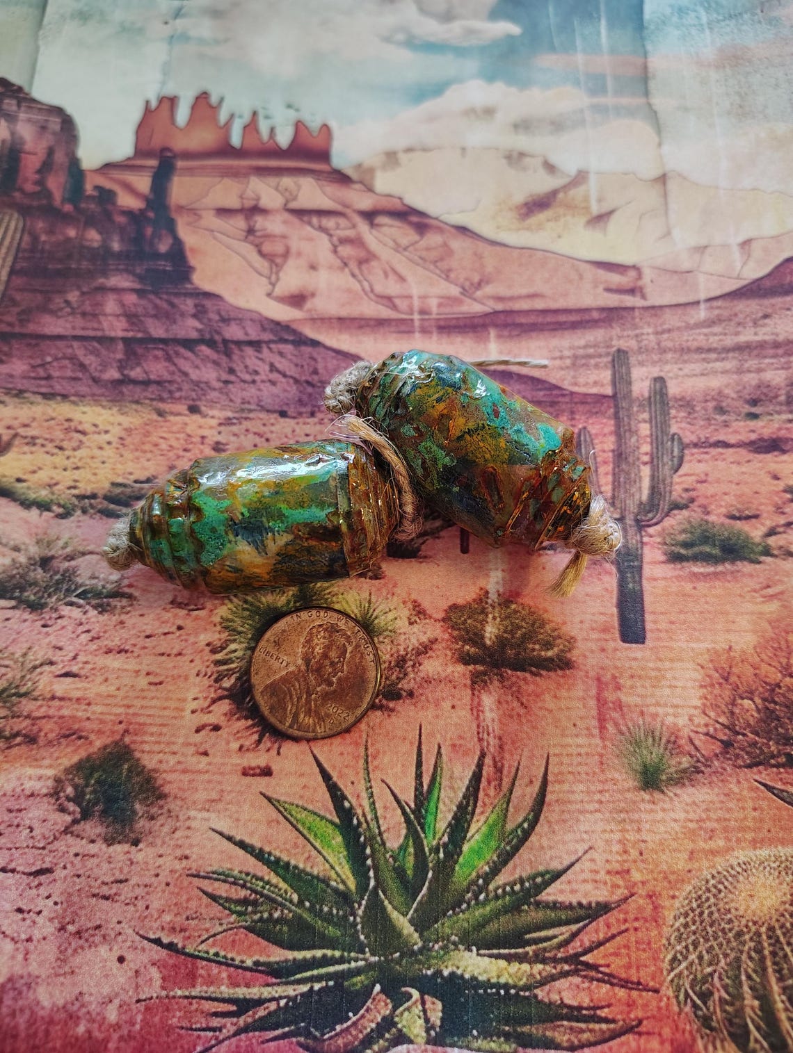Handmade Desert Turquoise Paper Bead Set: Southwest Landscape, Western ...