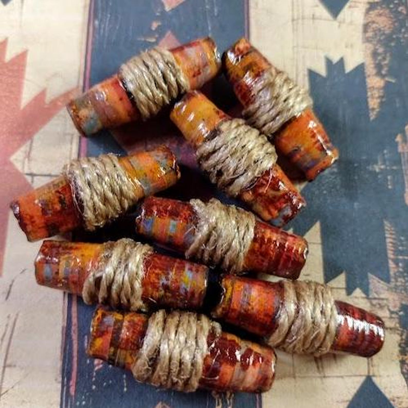 Hand Painted, Handcrafted, Handmade Rodeo Paper Beads, for Creating ...