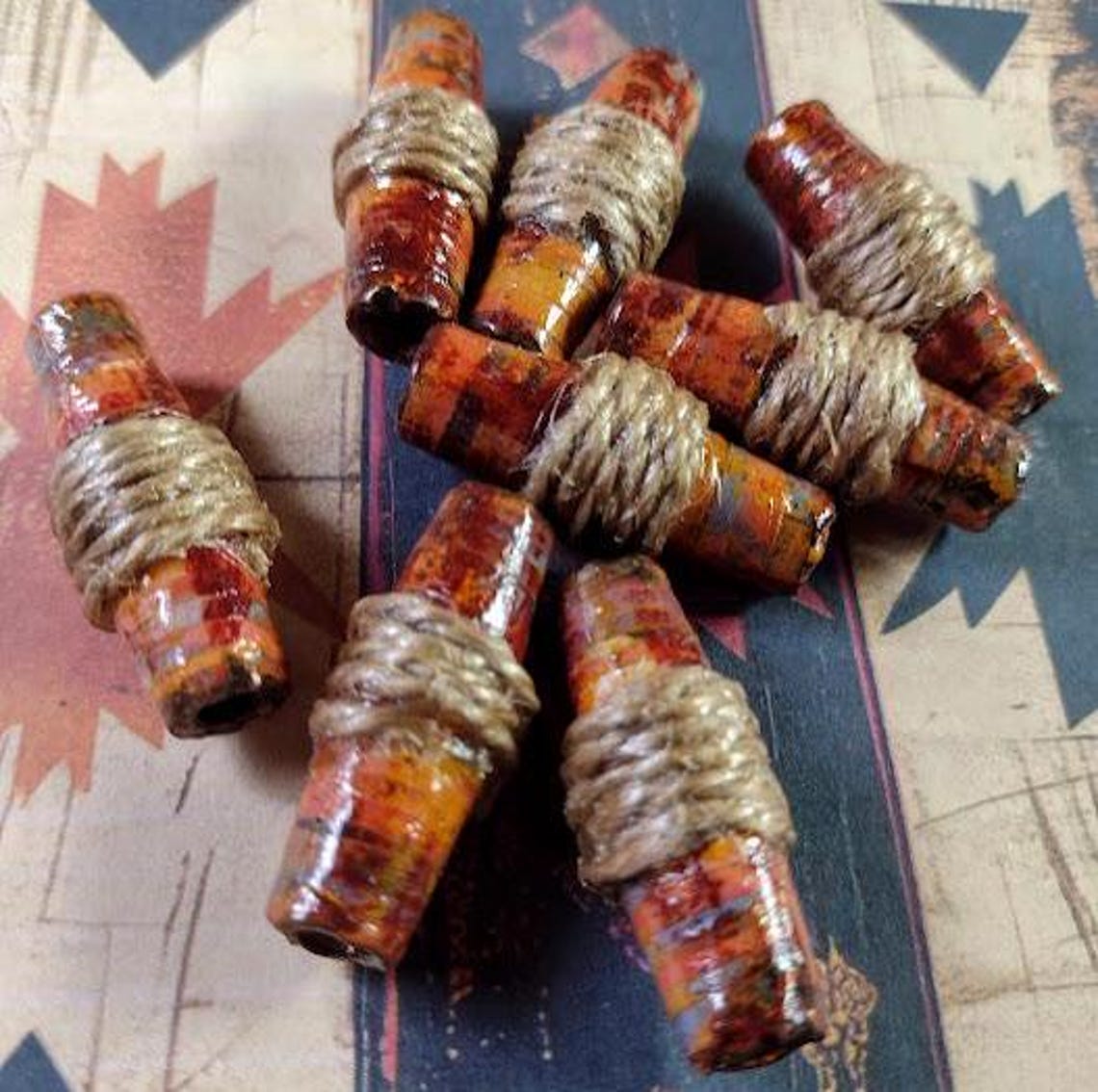 Hand Painted, Handcrafted, Handmade Rodeo Paper Beads, for Creating ...