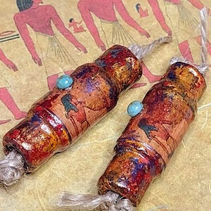 Egyptian Beads, Paper Beads, Hieroglyph Beads, Hand Made Beads,, Hand ...