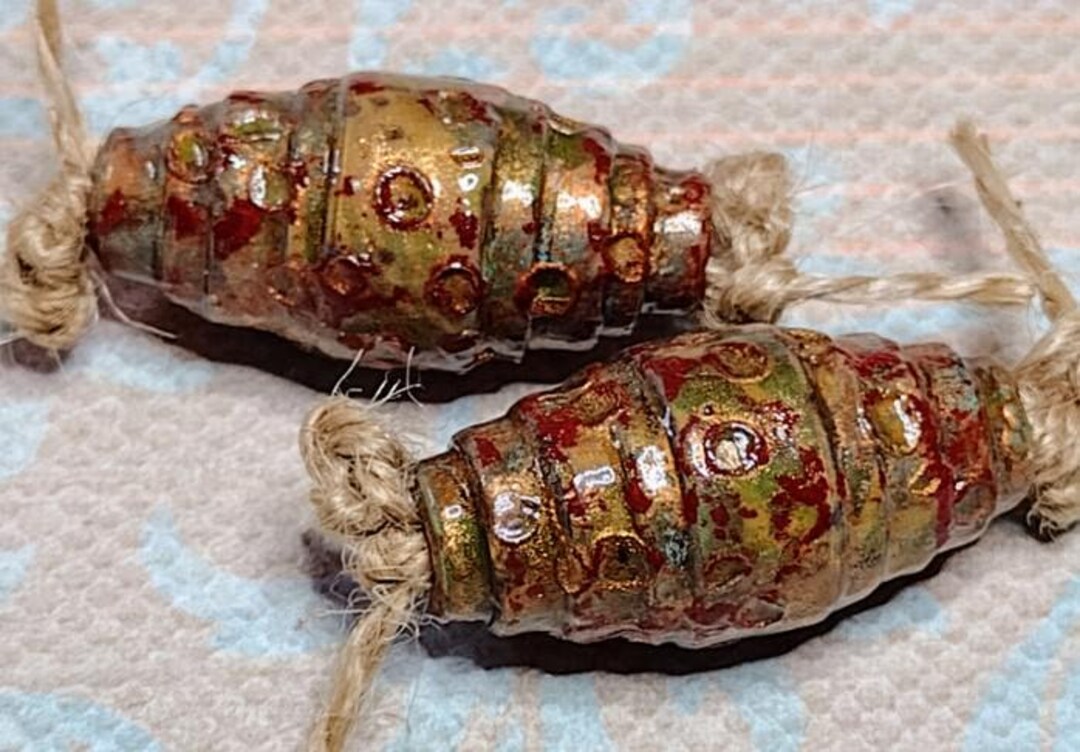 Rustic Beads, Distressed Beads, Paper Beads, Hand Decorated Beads ...