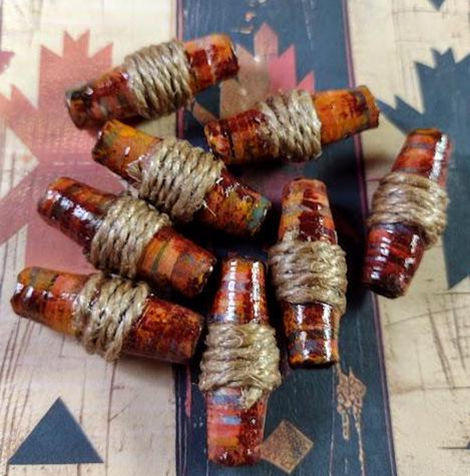 Hand Painted, Handcrafted, Handmade Rodeo Paper Beads, for Creating ...