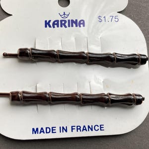 Vintage Enamel Bobby Pen Set Brown Bamboo Hair Pin Slides NOS Karina - Etsy