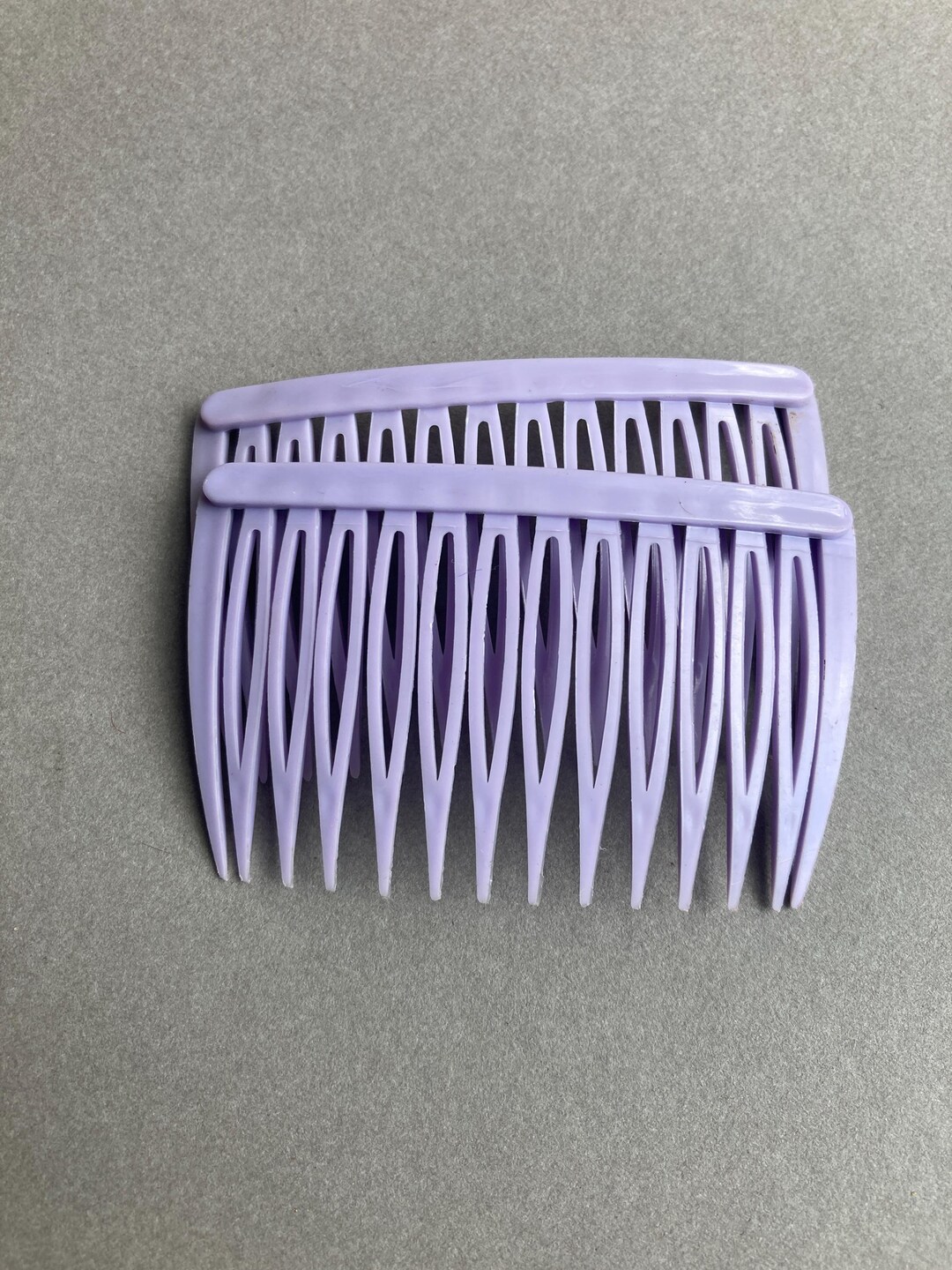 Vintage Solid Pastel Purple Acrylic Hair Comb Set Plain Side Combs ...