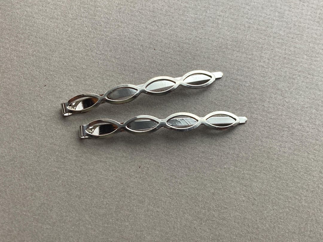 Vintage Open Silver Oval Bobby Pin Set Modern Hair Pins - Etsy