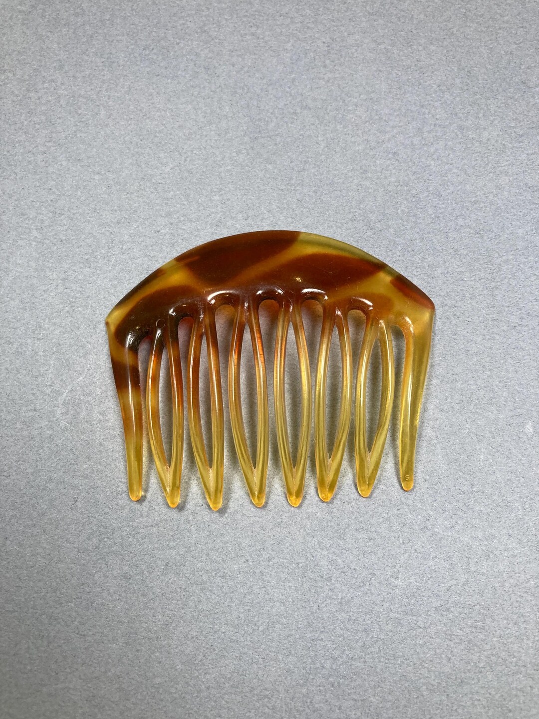 Vintage French Faux Tortoise Hair Comb Simple Mixed Brown Curved ...